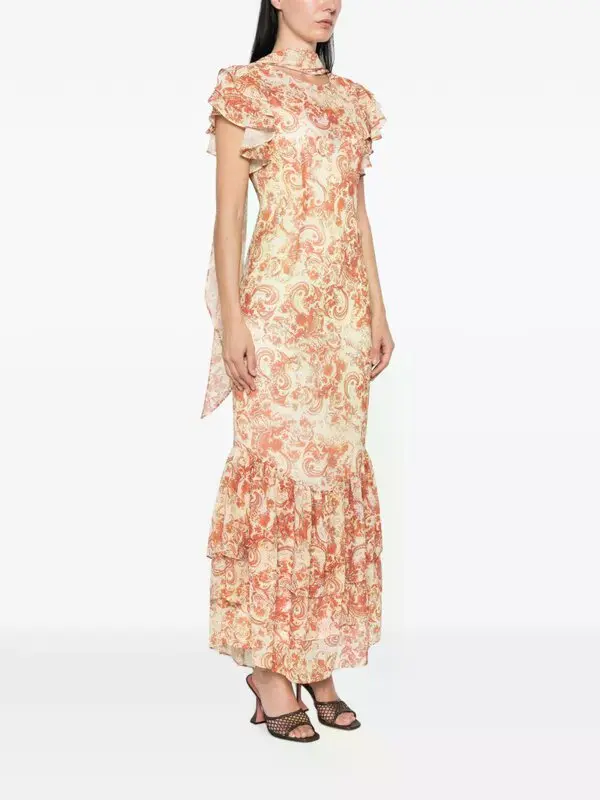 DE LA VALI Avalon Paisley-print Ruffled Maxi Dress