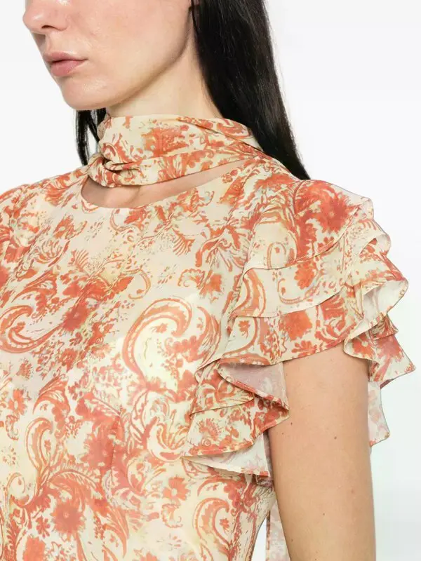 DE LA VALI Avalon Paisley-print Ruffled Maxi Dress