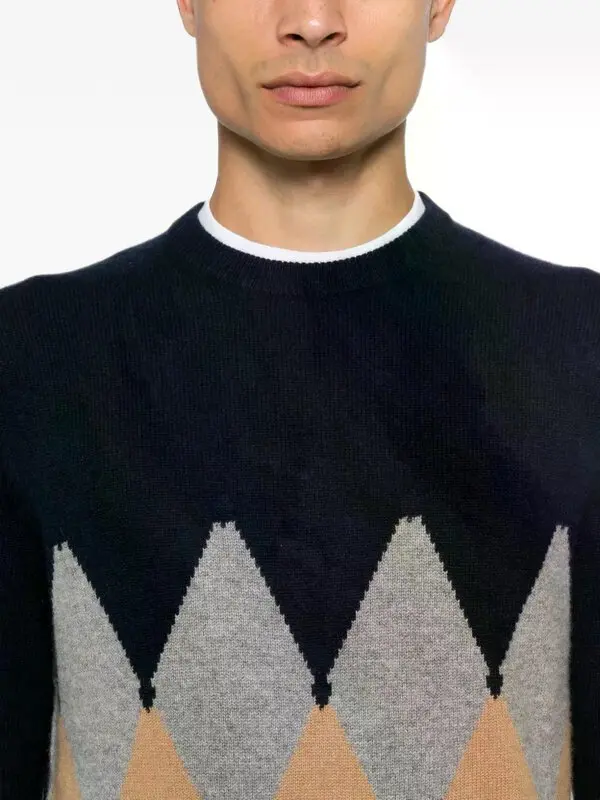 BALLANTYNE Argyle Intarsia Sweater - Blue