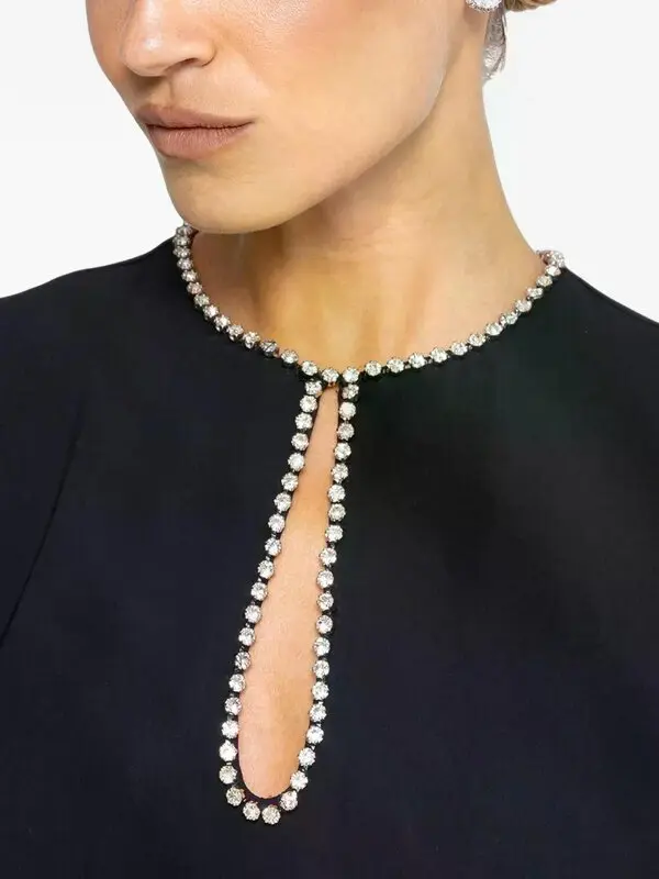 NISSA Crystal-detail Relaxed Midi Dress
