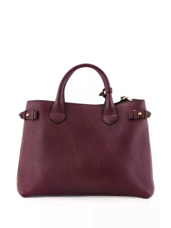 Burberry Banner Tote Leather And House Check Canvas Medium Satchel