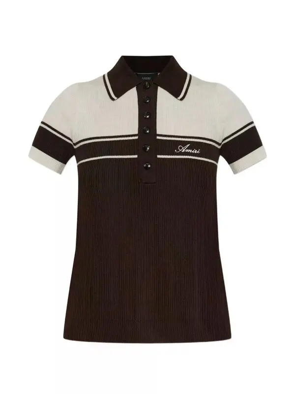 Amiri Logo-embroidered Striped Polo Shirt