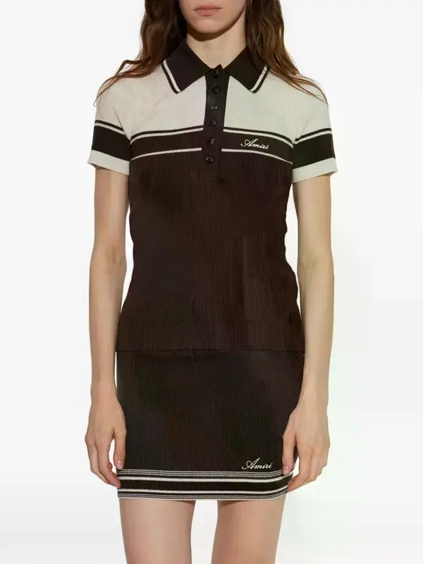 Amiri Logo-embroidered Striped Polo Shirt