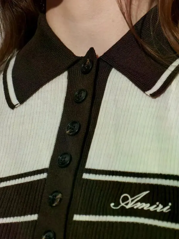 Amiri Logo-embroidered Striped Polo Shirt