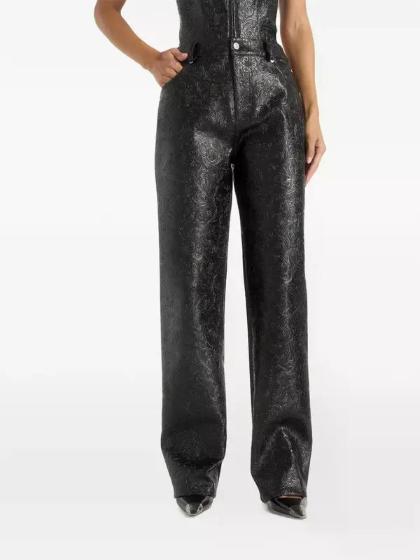Manière De Voir Ruth Embossed-leather Mid-rise Trousers