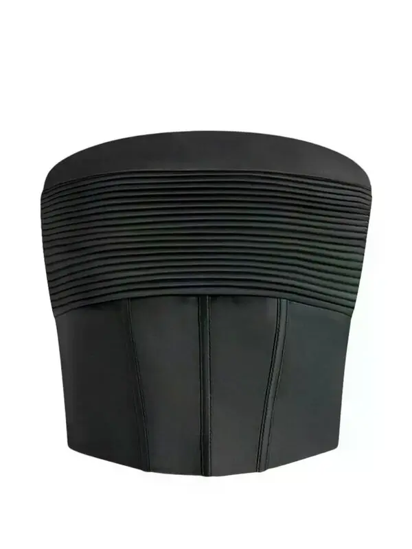 Manière De Voir Cora Satin Pintuck Bandeau Corset Top - Black