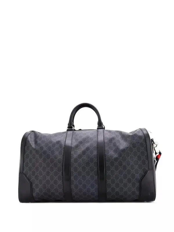 Gucci Convertible Duffle Bag Gg Coated Canvas Large Satchel - Black