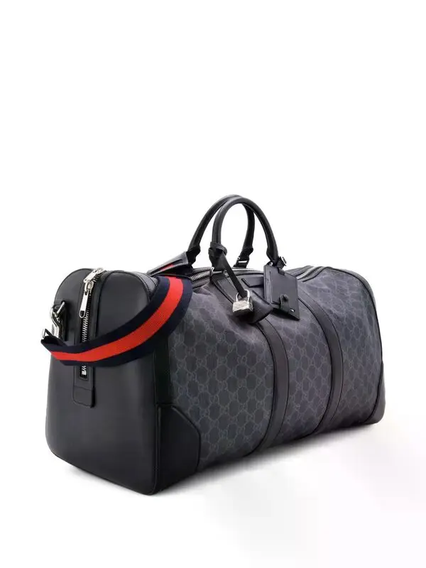 Gucci Convertible Duffle Bag Gg Coated Canvas Large Satchel - Black