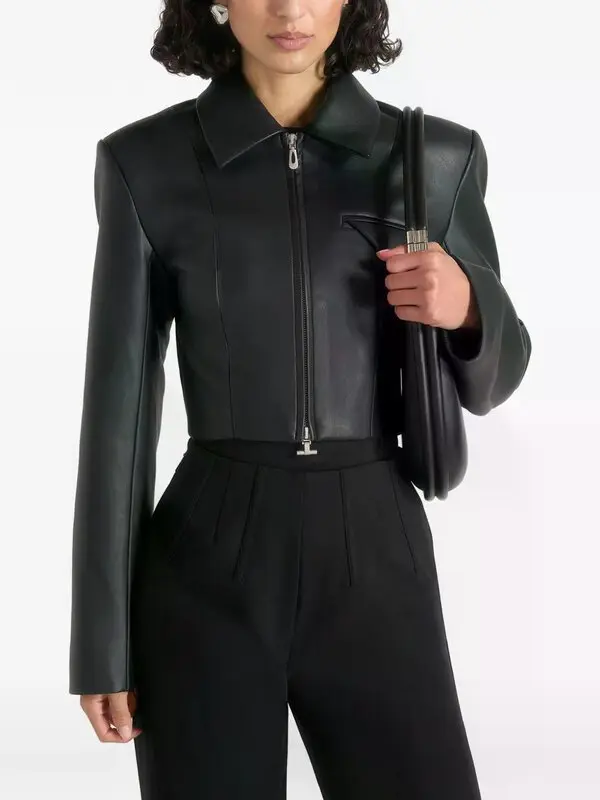 Manière De Voir Adina In Leather Cropped Jacket
