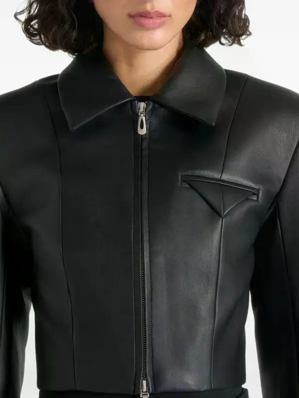 Manière De Voir Adina In Leather Cropped Jacket
