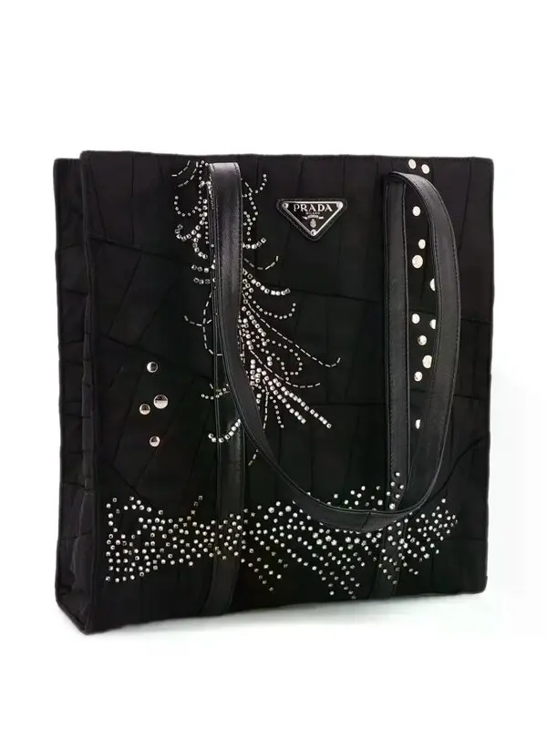 Prada Patchwork Shopping Embellished Re-nylon Medium Tote Bag