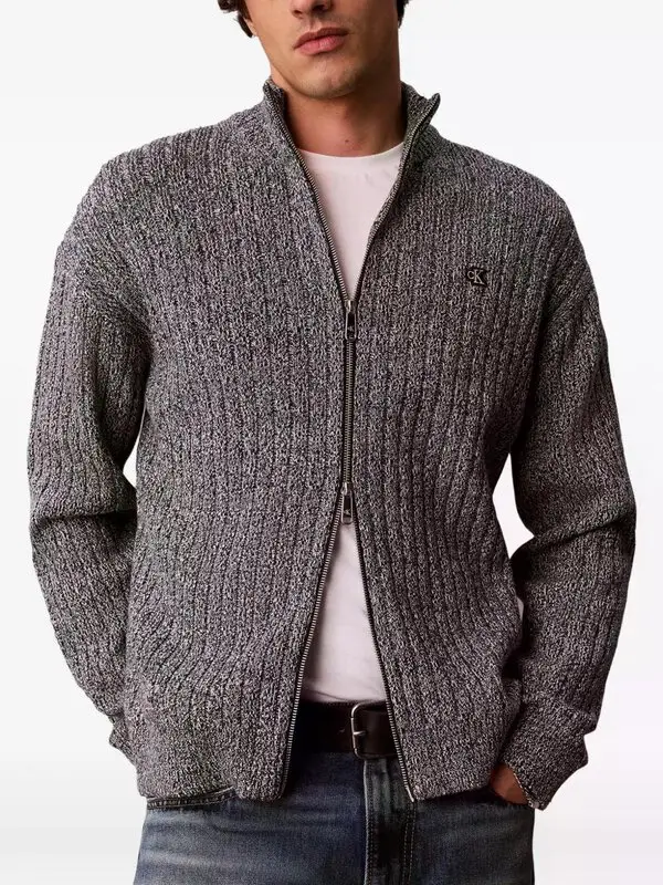 Calvin Klein Ribbed-knit Zip-up Cardigan