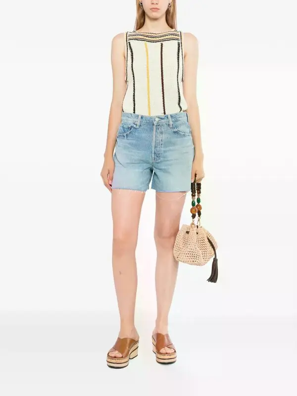 MOTHER Frayed-edge Denim Shorts