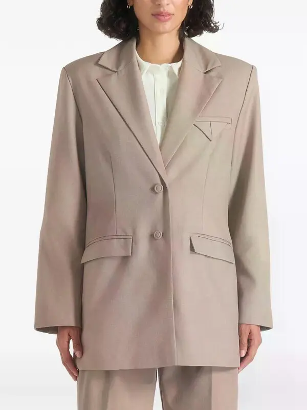 Manière De Voir Elena In Taupe Oversized Open Back Tailored Blazer