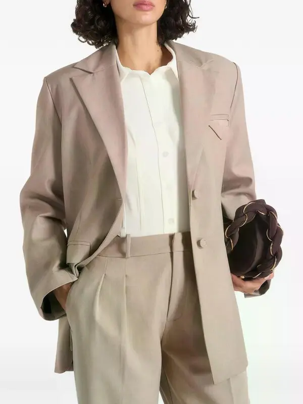 Manière De Voir Elena In Taupe Oversized Open Back Tailored Blazer