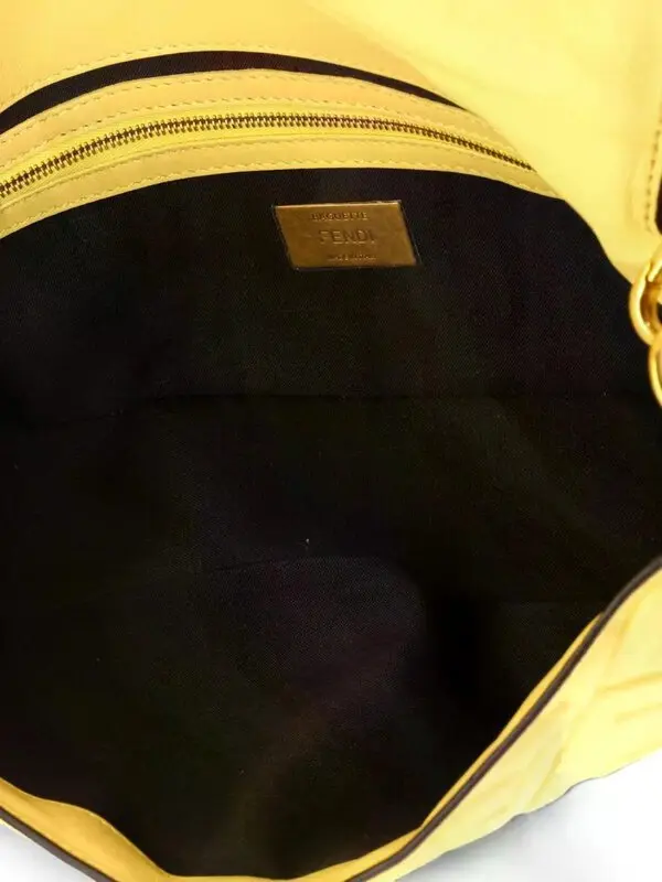 Fendi Baguette Nm Bag Zucca Embossed Leather Medium Crossbody Bag