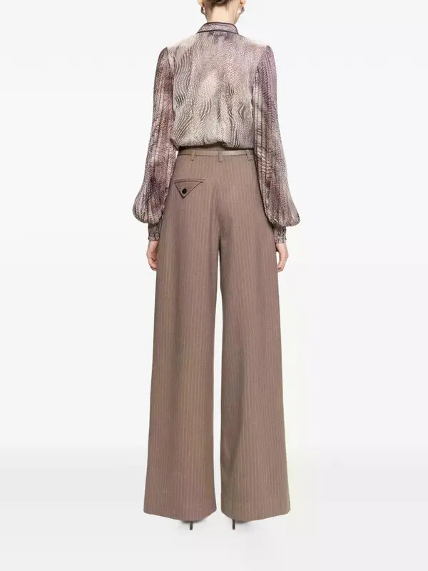 NISSA Printed Bow-neck Chiffon Top