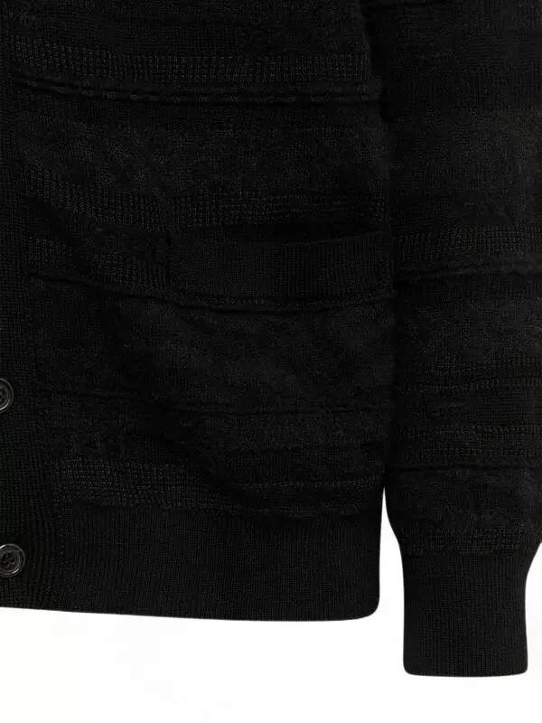 LANEUS Jacquard-knit Button-up Cardigan