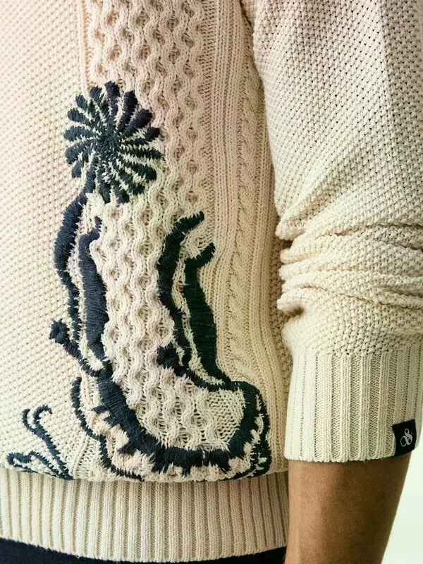 Scotch & Soda X Royal Delft Embroidered Cable-knit Sweater