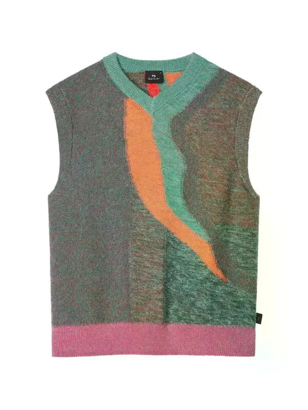 Paul Smith Abstract-pattern V-neck Knitted Vest