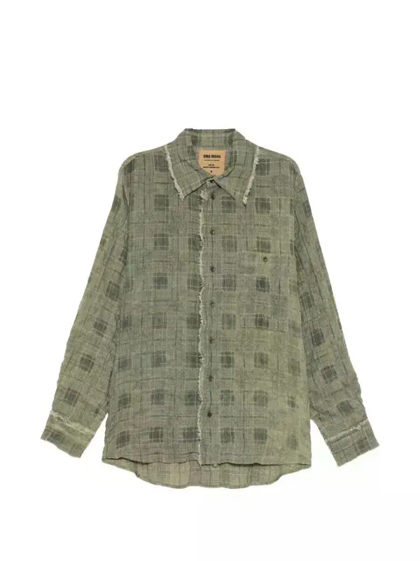 UMA WANG Check Frayed-edge Shirt
