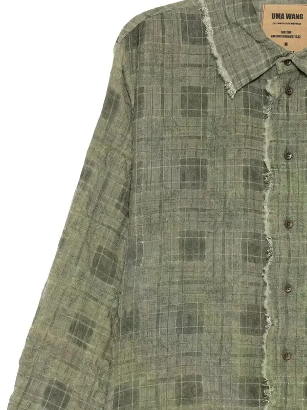 UMA WANG Check Frayed-edge Shirt