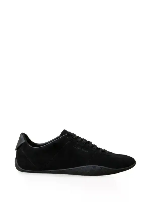 Calvin Klein Calf Suede Logo-print Sneakers - Black