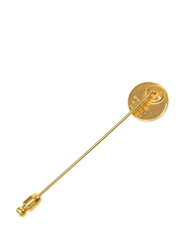 Hermès 1980-1990 Plated Clou De Selle Round Medallion Pin Brooch Costume Brooch - Gold
