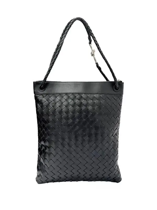 Bottega Veneta 2012-2026 Nappa Intrecciato Andiamo Flat Messenger Bag Crossbody Bag - Black