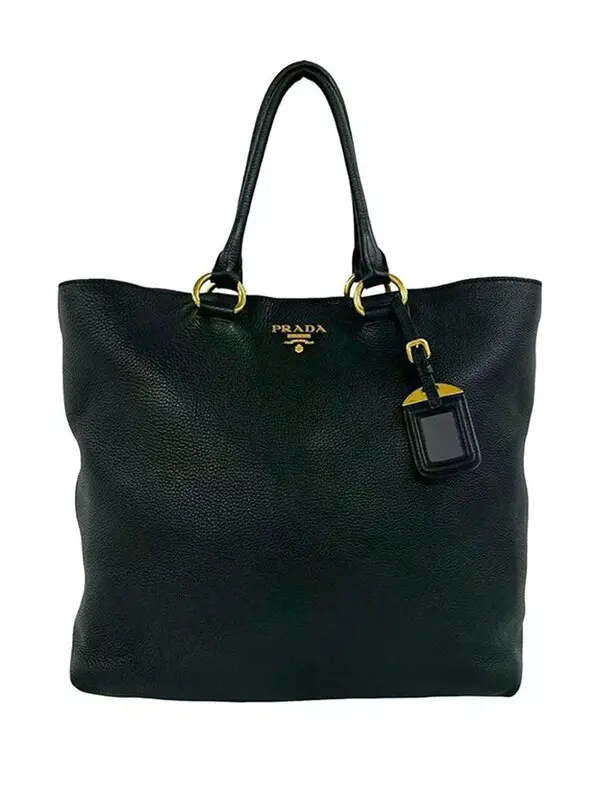 Prada 2015-2026 Vitello Daino Open Convertible Tote Satchel - Black