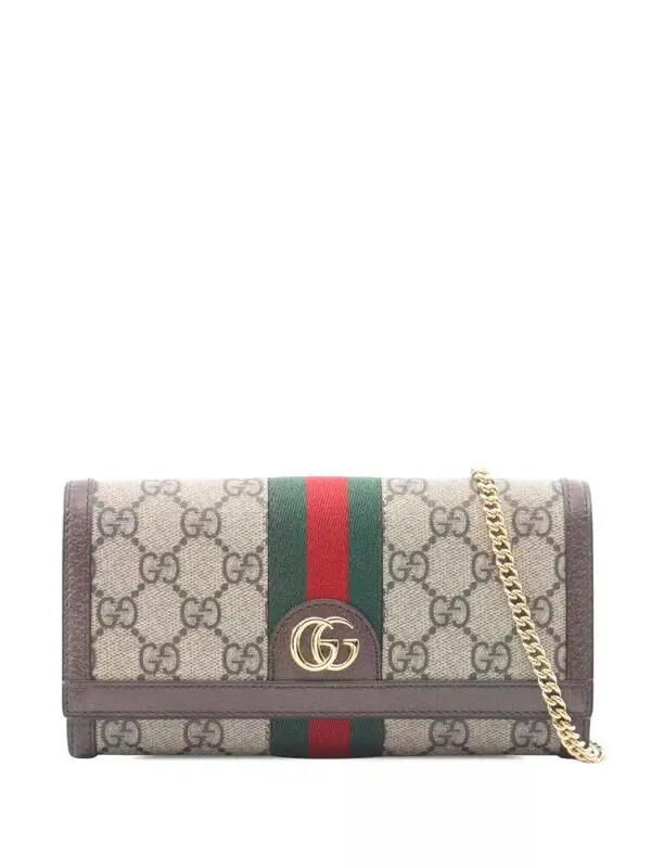 Gucci 2000-2015 Gg Supreme Web Ophidia Continental Wallet On Chain Crossbody Bag - Neutrals