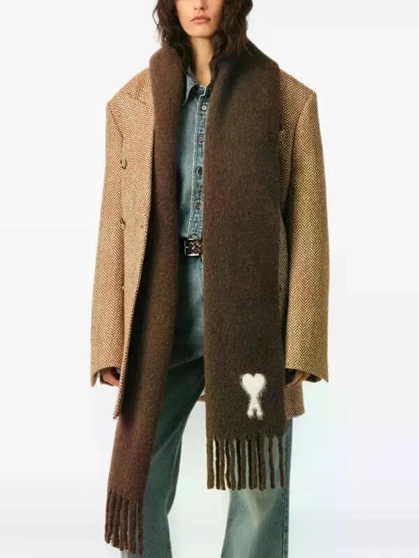 AMI Paris Alpaca Scarf With De Coeur
