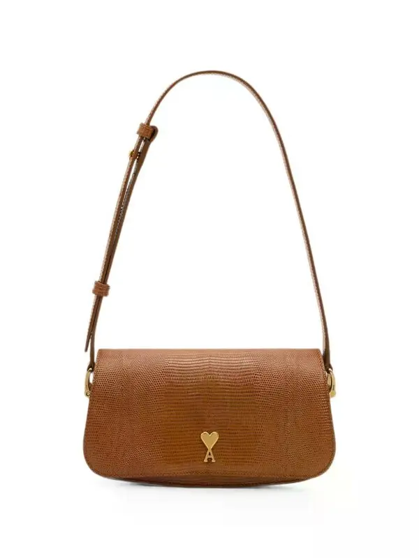AMI Paris Lizard-embossed Cowhide-leather Paris Paris Shoulder Bag