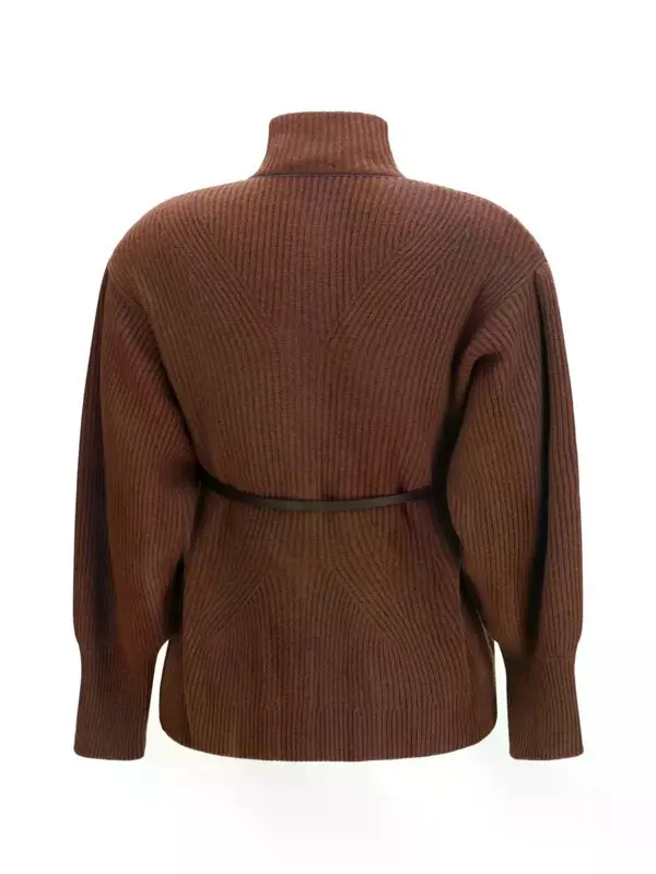 Brunello Cucinelli Belted Ribbed-knit Cardigan
