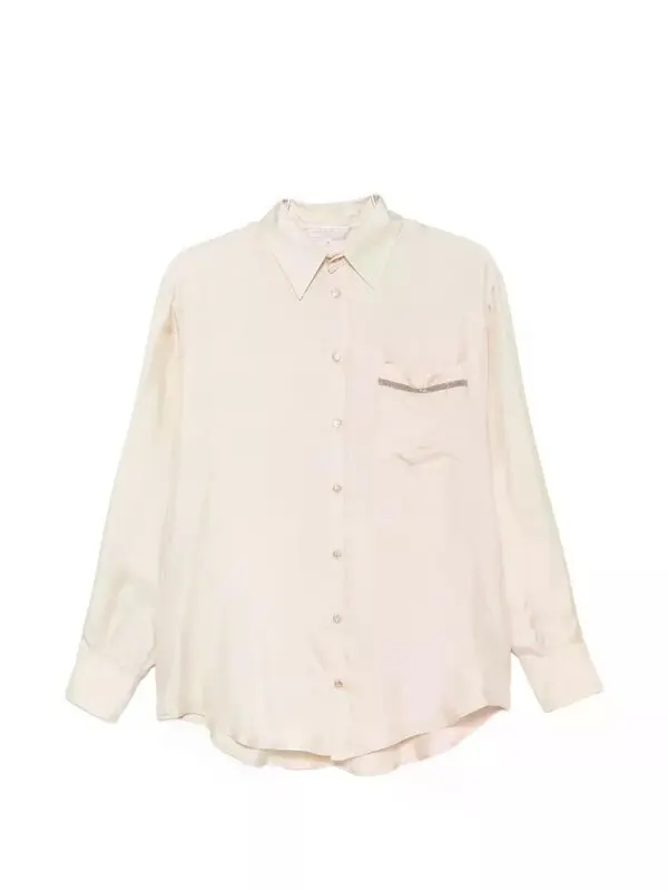 Antonelli Firenze Beaded-trim Pocket Shirt - Neutrals