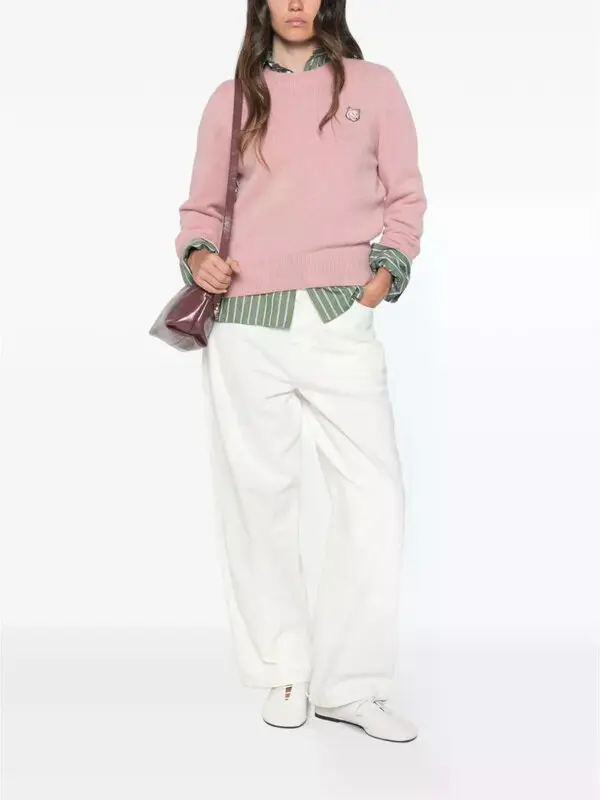 Maison Kitsuné Fox-patch Wool Sweater - Pink
