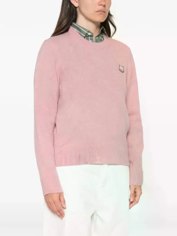 Maison Kitsuné Fox-patch Wool Sweater - Pink