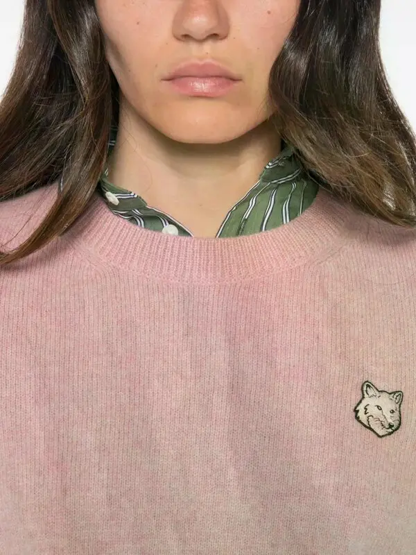 Maison Kitsuné Fox-patch Wool Sweater - Pink