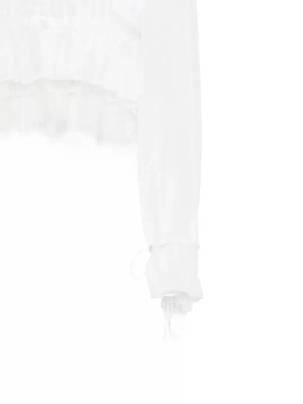 Isabel Benenato Lace-trim Cropped Shirt