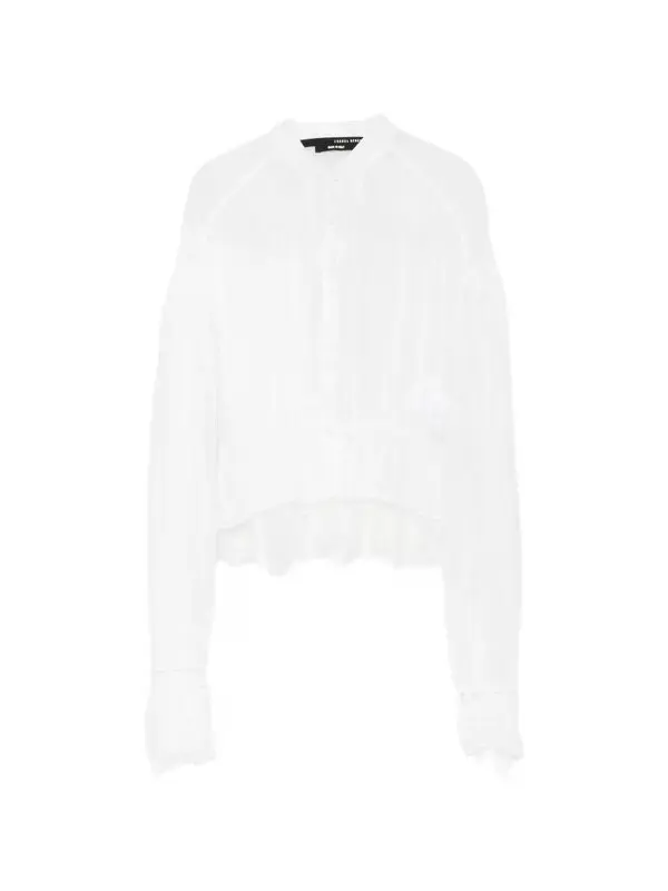 Isabel Benenato Lace-trim Cropped Shirt - White
