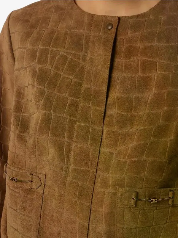 Elisabetta Franchi Jacket In Suede Fabric With Alligator Print