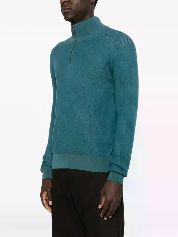 Brioni Half-zip Long-sleeve Sweater - Blue