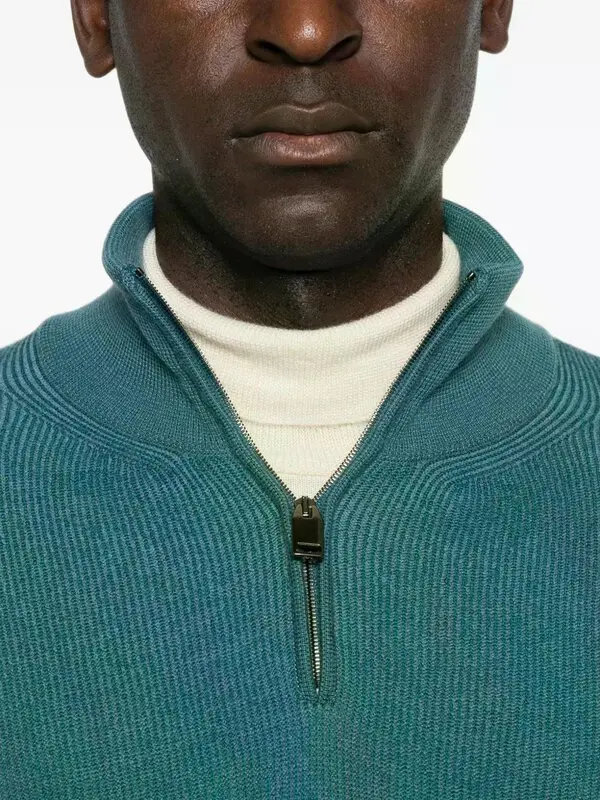 Brioni Half-zip Long-sleeve Sweater - Blue