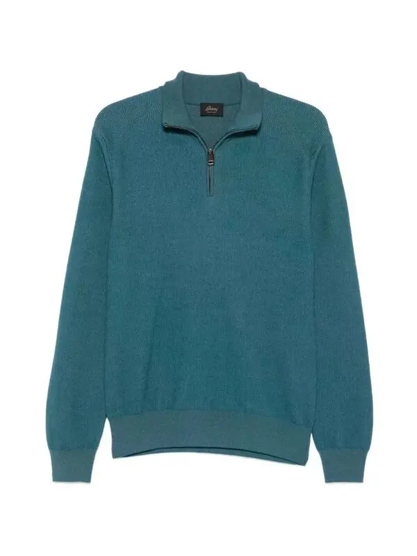 Brioni Half-zip Long-sleeve Sweater - Blue