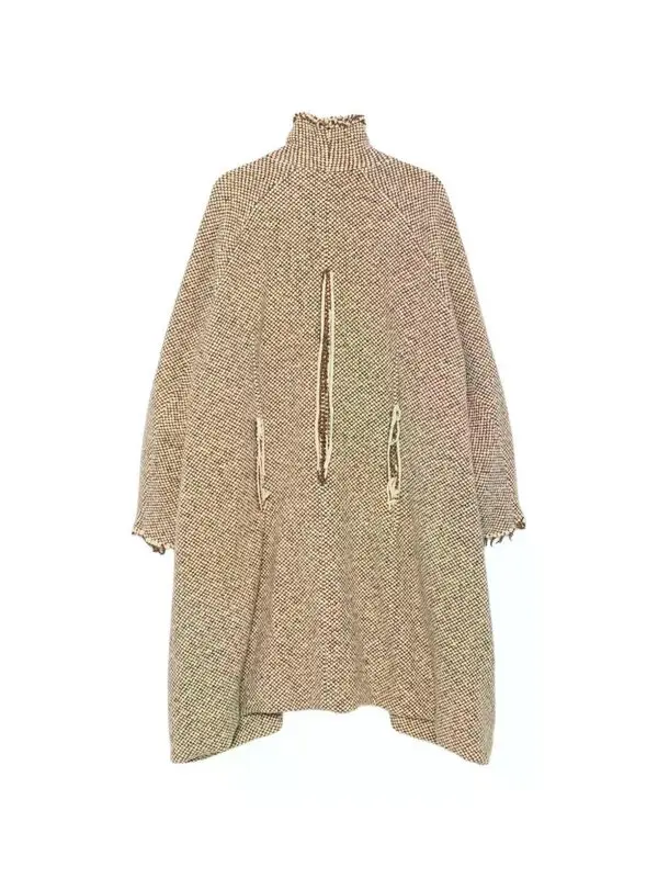 RUNDHOLZ Check Safety-pin Coat - Brown