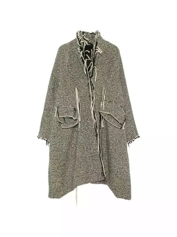 RUNDHOLZ Check Frayed-edge Coat - Black