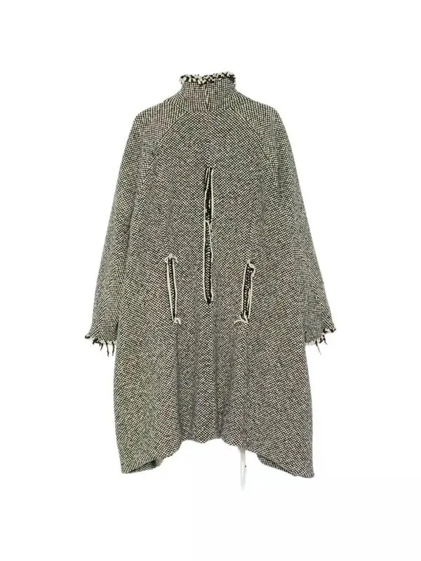 RUNDHOLZ Check Frayed-edge Coat - Black