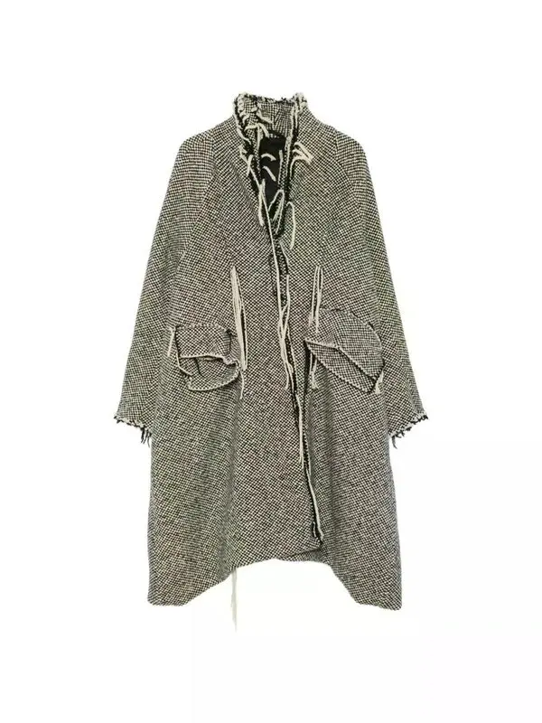 RUNDHOLZ Check Frayed-edge Coat - Black