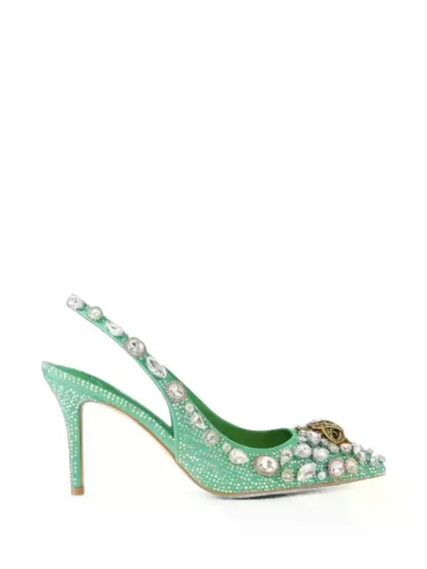 Kurt Geiger Eagle Head Crystal-embellished Slingback Pumps - Green