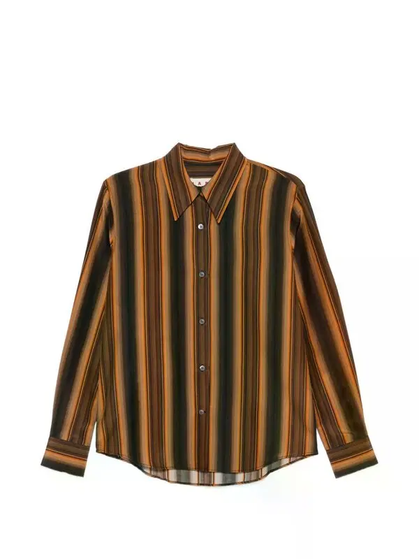 Marni Vertical-stripe Long-sleeve Shirt - Brown